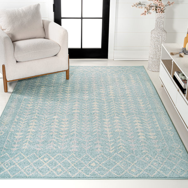 Union Rustic Kelliann Moroccan Geometric Turquoise/Cream Rug & Reviews | Wayfair